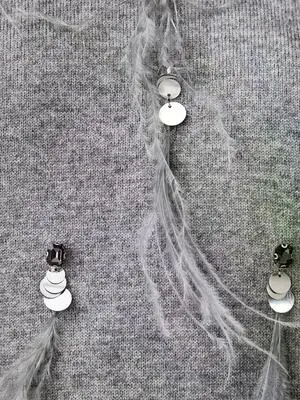 KAOS Sequin-embellished Feather-trim Sweater