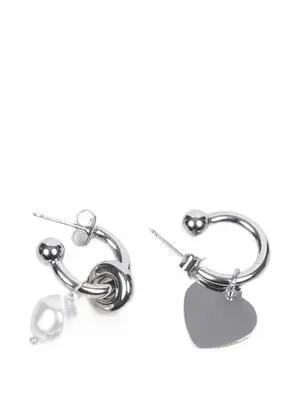 JUSTINE CLENQUET Jacob Heart And Pearl Earrings - Silver