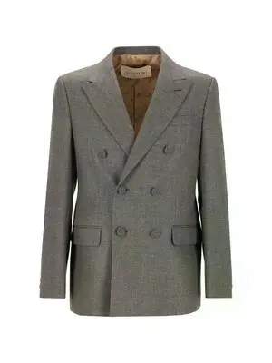 Valentino Garavani Double-breasted Jacket In Mouliné Wool - Grey