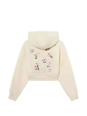 L/AB C/O OFF-WHITE Floral-print Cropped Hoodie