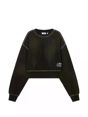L/AB C/O OFF-WHITE Logo-print Cropped Sweatshirt - Black
