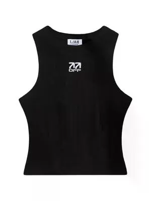 L/AB C/O OFF-WHITE Logo-embroidered Ribbed Tank Top - Black