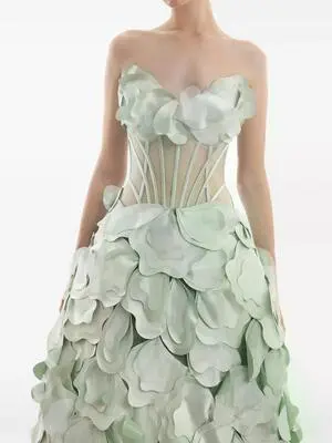 GEMY MAALOUF Petal-embellished Corset Gown