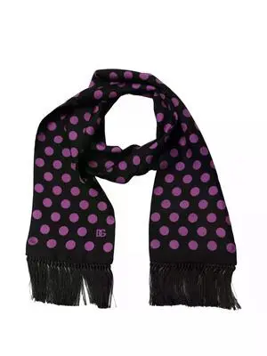 Dolce & Gabbana Polka-dot Fringed Scarf - Black