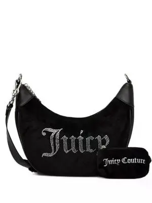 Juicy Couture Kimberly Rhinestone-logo Crescent Shoulder Bag - Black