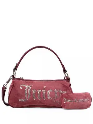 Juicy Couture Kimberly Rhinestone-logo Velvet Shoulder Bag - Red