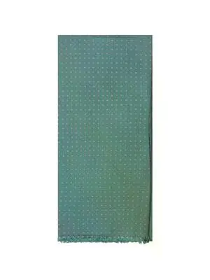PERSONALITY Geometric-pattern Silk Scarf - Green