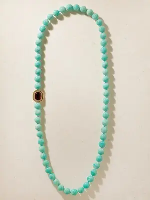 OCTAVIA ELIZABETH Orb 18-karat Gold, Diamond, Amazonite And Tourmaline Beaded Necklace