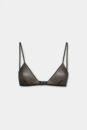 Dsquared2 Logo Tulle Triangle Bra - Black