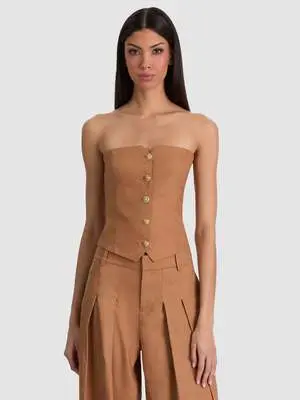 Alice + Olivia Kelcey Strapless Vest - Tan