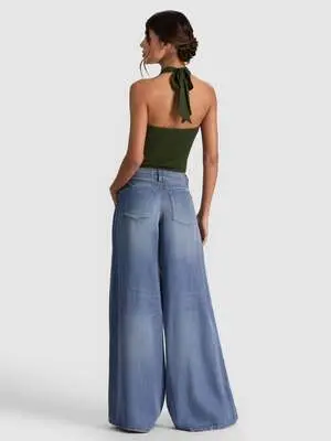 Alice + Olivia Pearl Pointelle Tie Back Halter