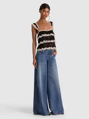 Alice + Olivia Sylvie Tiered Lace Crop Top