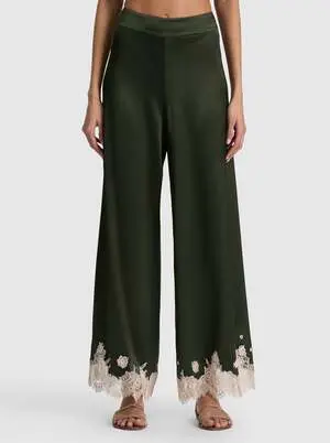 Alice + Olivia Athena Lace Gaucho Pant - Dark Fern