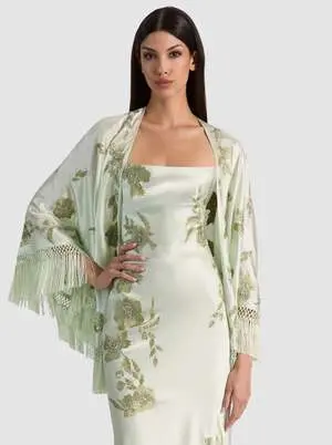 Alice + Olivia Marlene Shawl Scarf - Green Lily/multi