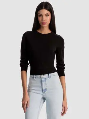 Alice + Olivia Carolann Cashmere Shrunken Pullover - Black