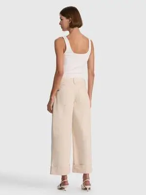 Alice + Olivia Clayton Lr Roll Cuff Relaxed Cropped Jean