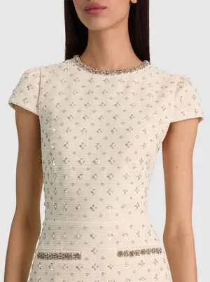 Alice + Olivia Cade Embellished Cap Sleeve Mini Dress