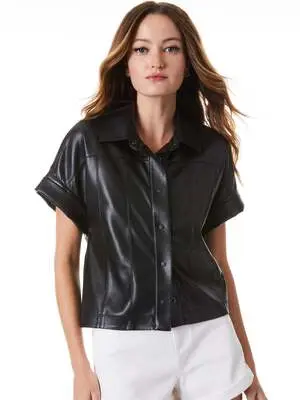 Alice + Olivia Edyth Vegan Top - Black