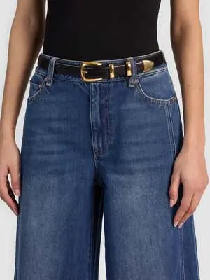 Alice + Olivia Hayden Buckle Belt - Black/gold