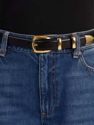 Alice + Olivia Hayden Buckle Belt - Black/gold