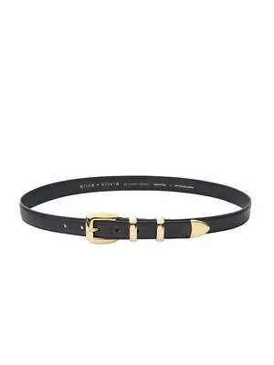 Alice + Olivia Hayden Buckle Belt - Black/gold