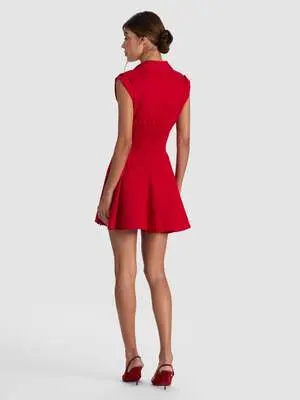 Alice + Olivia Kim Paneled Corset Flared Mini Shirt Dress