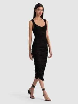Alice + Olivia Renee Sheer Midi Dress - Black