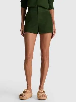 Alice + Olivia Cady Suede Short - Dark Fern