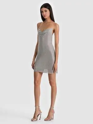 Alice + Olivia Harmony Chainmail Slip Dress - Silver/chainmail