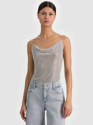 Alice + Olivia Harmon Chainmail Slip Tank - Silver/chainmail