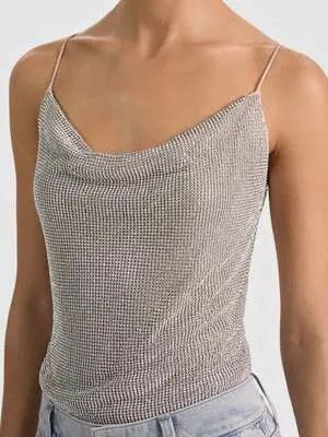 Alice + Olivia Harmon Chainmail Slip Tank - Silver/chainmail