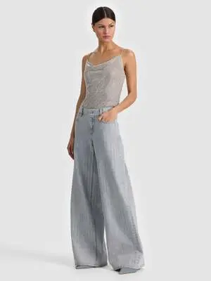 Alice + Olivia Harmon Chainmail Slip Tank - Silver/chainmail