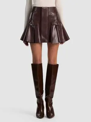 Alice + Olivia Trinity Vegan Ruffle Skirt - Dark Chocolate