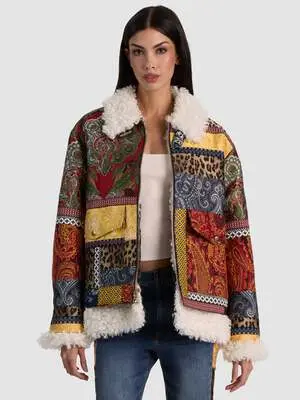 Alice + Olivia Hudson Shearling Aviator Coat - Multi