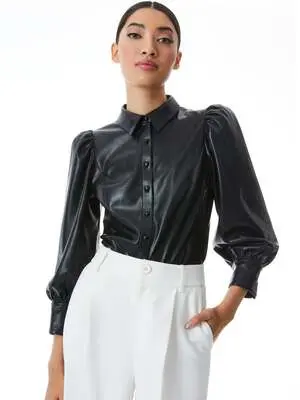 Alice + Olivia Nadine Vegan Top - Black