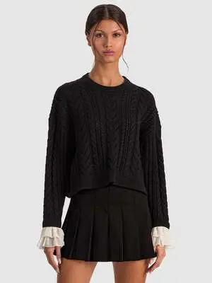 Alice + Olivia Sherlene Ruffle Pullover - Black