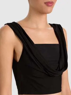 Alice + Olivia Alena Cowl Neck Crop Top