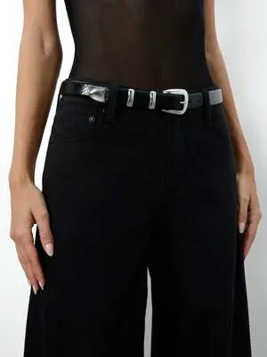 Alice + Olivia Hayden Buckle Belt - Black/silver