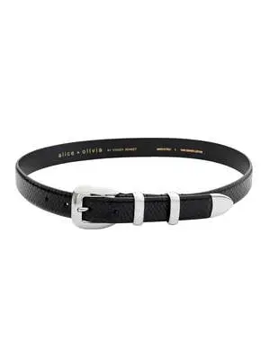 Alice + Olivia Hayden Buckle Belt - Black/silver