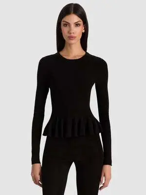 Alice + Olivia Kisha Ribbed Pullover - Black