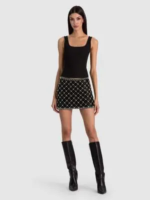 Alice + Olivia Rubi Embellished Mini Skirt - Black/multi