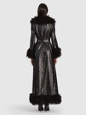 Alice + Olivia Polina Vegan Leather Faux Fur Coat