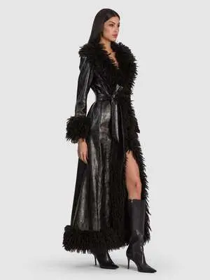 Alice + Olivia Polina Vegan Leather Faux Fur Coat