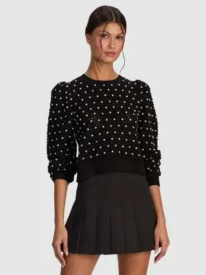 Alice + Olivia Joan Pearl Pullover - Black