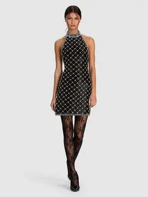 Alice + Olivia Gatz Embellished Mini Dress - Black/multi