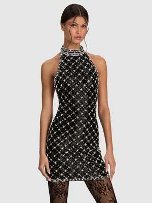 Alice + Olivia Gatz Embellished Mini Dress