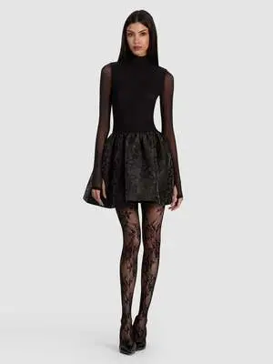 Alice + Olivia Chara Flared Mini Dress - Black