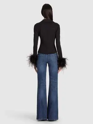 Alice + Olivia Freya Feather Button Down Top