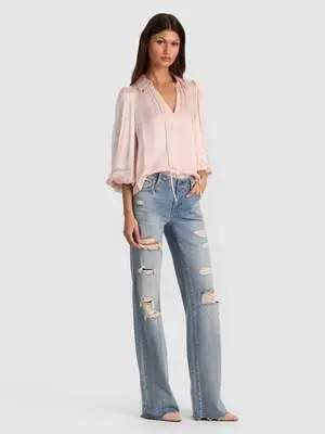 Alice + Olivia Roanne Tie Front Blouse