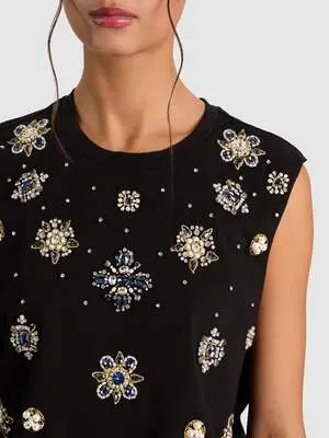 Alice + Olivia Micah Embellished Muscle Tank